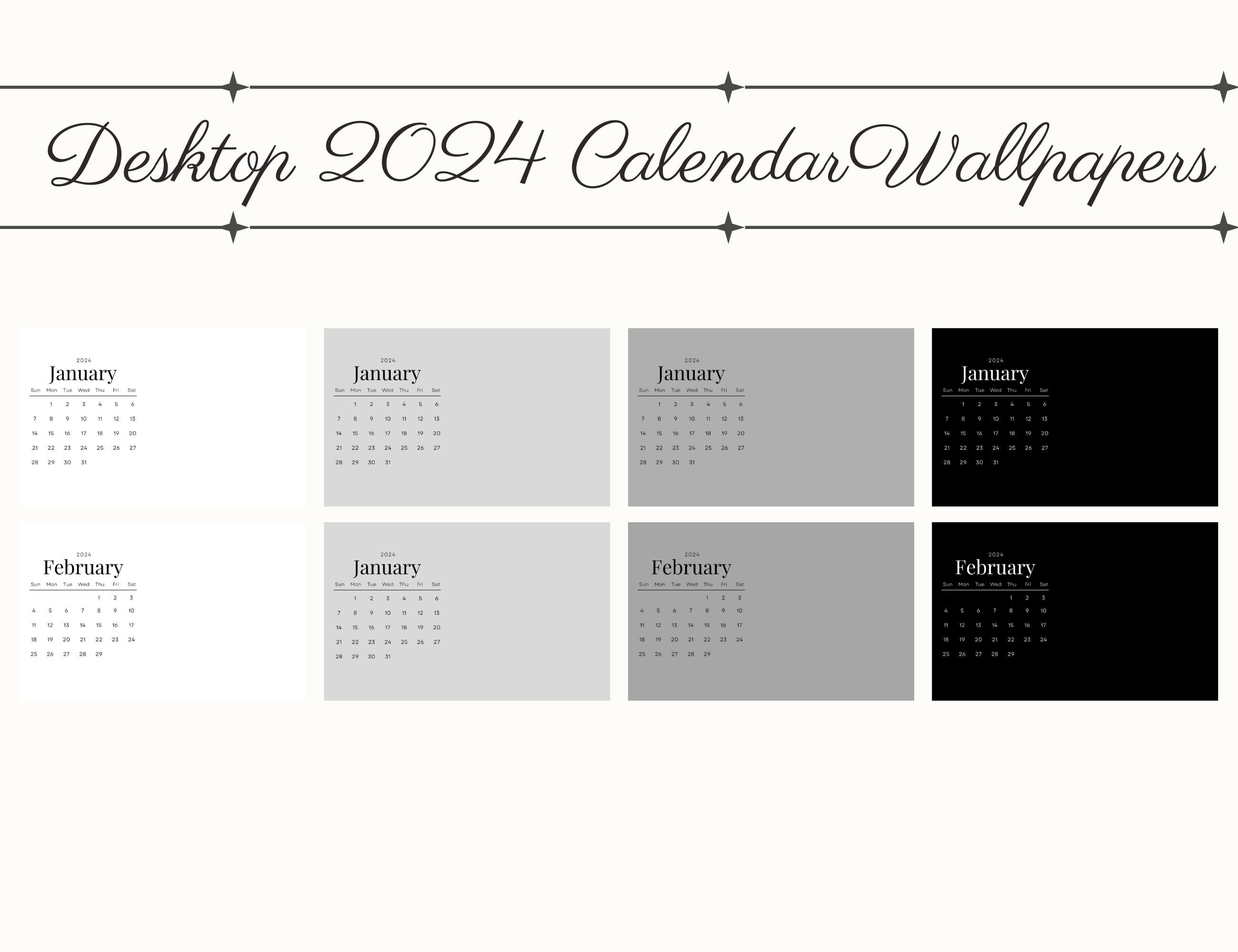 2024 Monthly Desktop Calendar Wallpaper Calendar Background Minimal ...