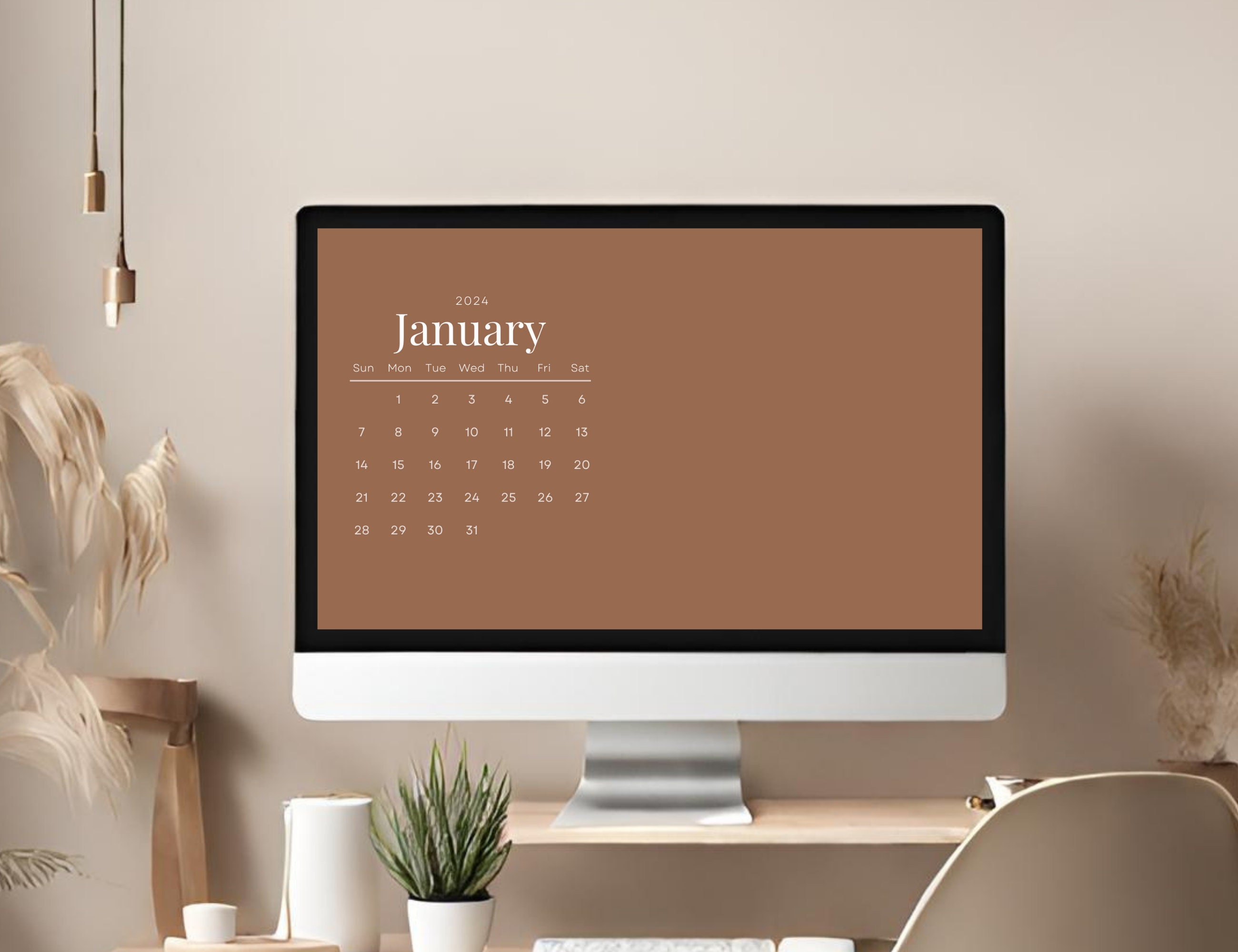 2024 Monthly Desktop Calendar Wallpaper Calendar Background Minimal ...