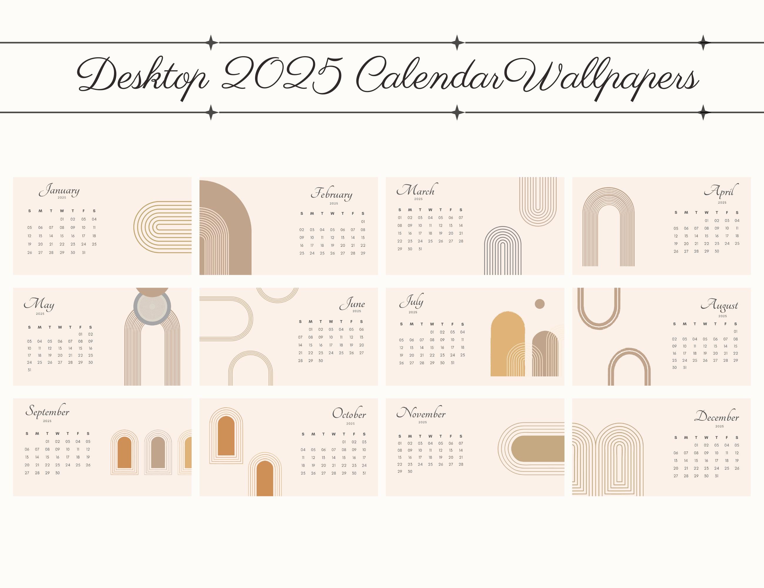 Boho Digital Desktop Wallpaper 2025 Monthly Calendar Background ...
