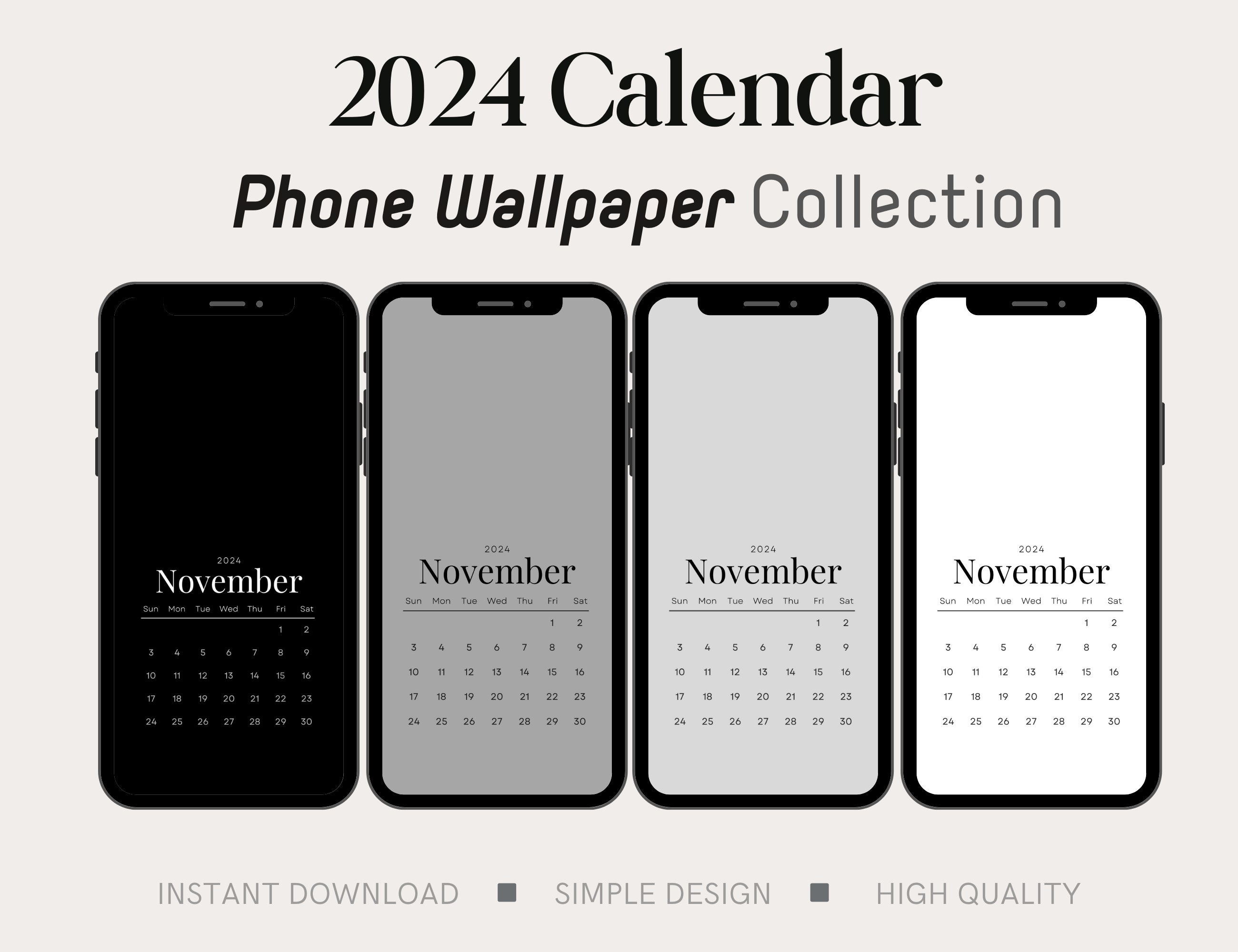 2024 Monthly Phone Calendar Wallpaper Background Mobile Calendar ...