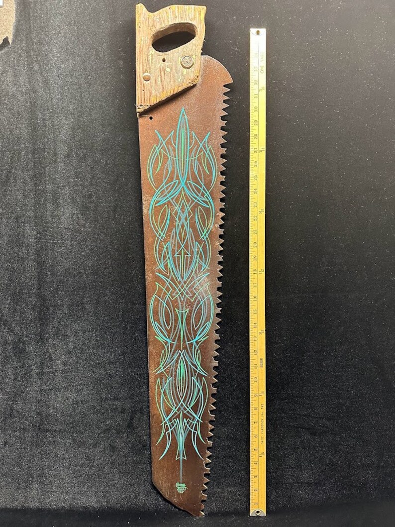 Hand Painted Pinstriped Vintage Saw - Etsy
