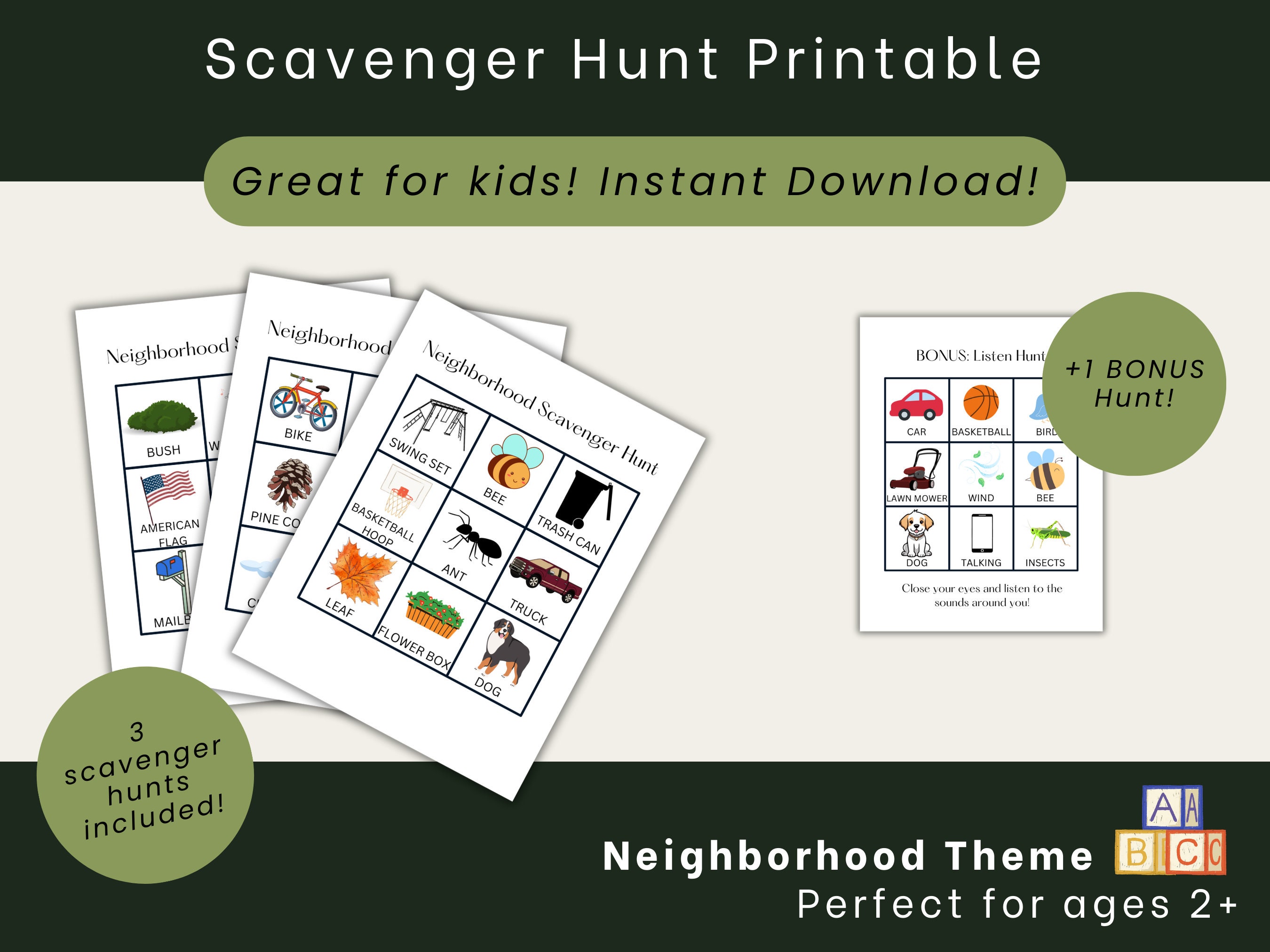 Toddler Scavenger Hunt, Neighborhood Walk Game, Outdoor Scavenger Hunt ...