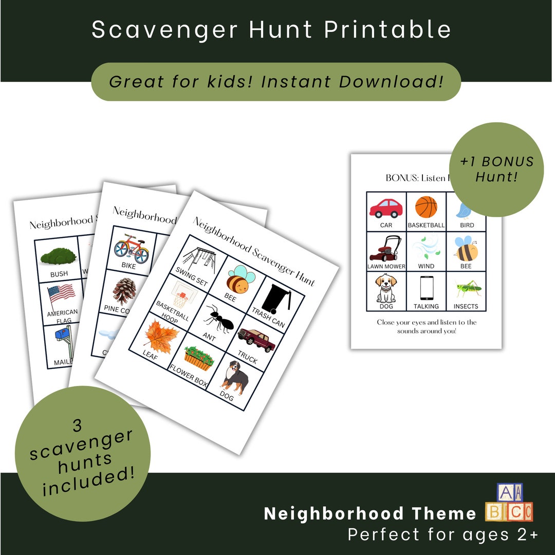 Toddler Scavenger Hunt, Neighborhood Walk Game, Outdoor Scavenger Hunt ...