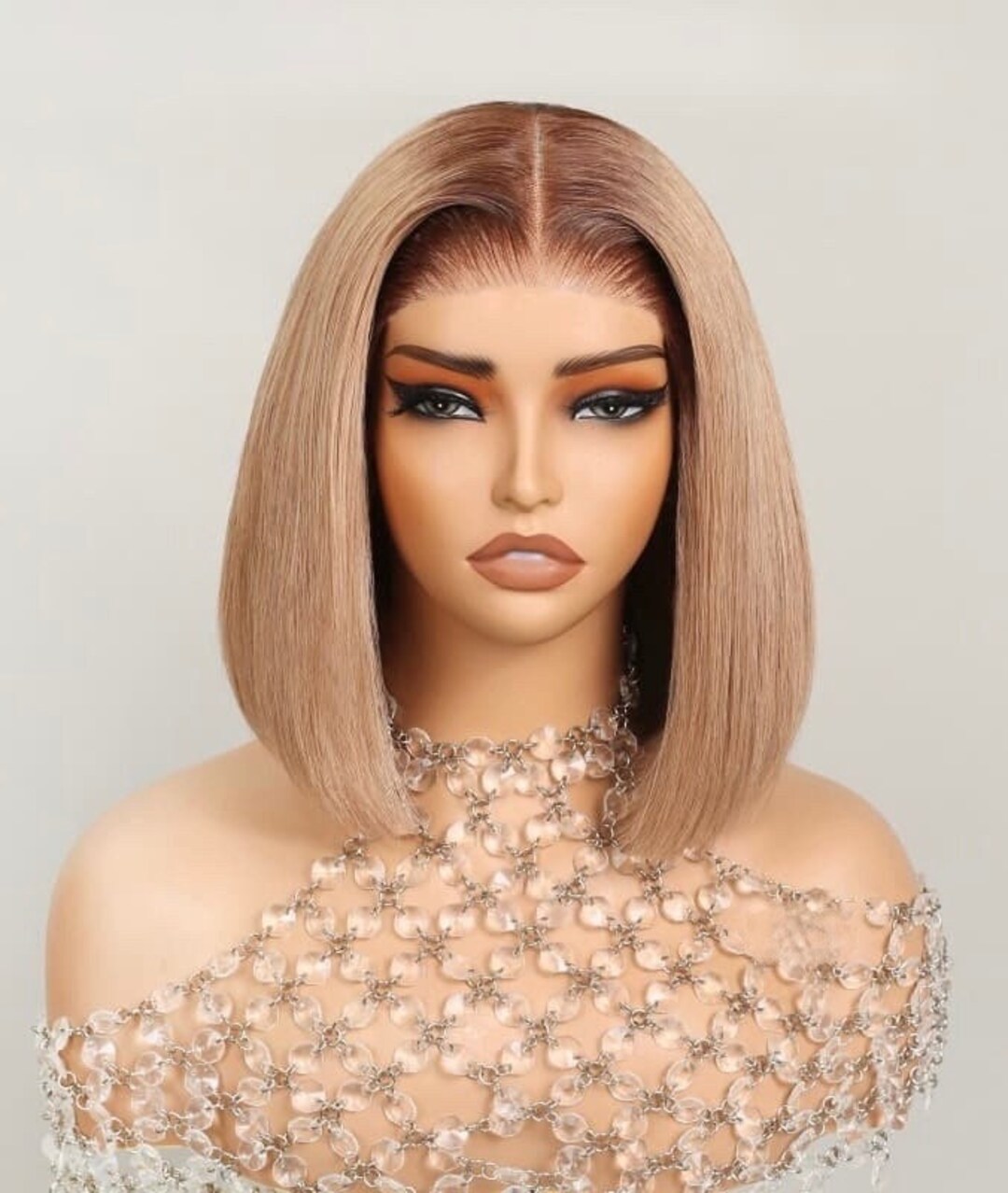 Human Hair Wig Glueless 12inch Straight Bob Pre-bleached Miny Knots 6X5 ...