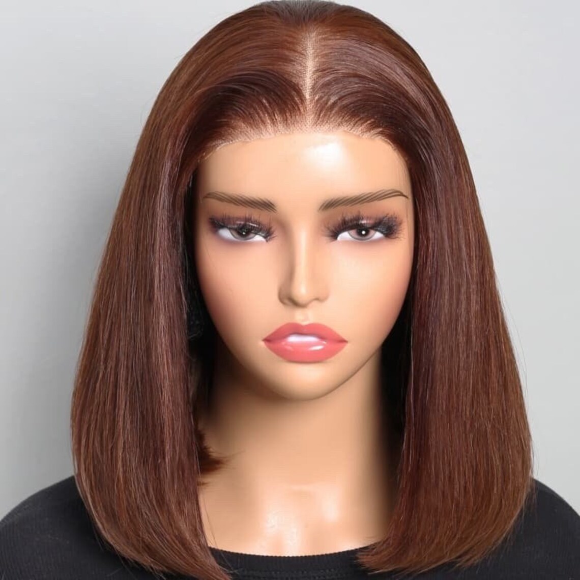 Human Hair Glueless Straight Women Bob Wig Pre Cut Lace Front Long Wigs ...