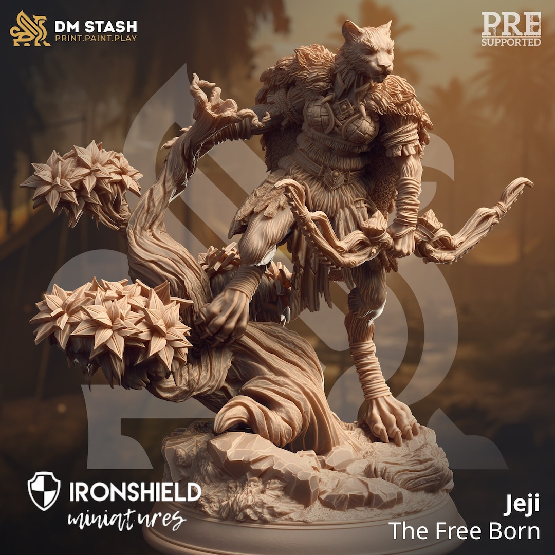 Tabaxi Forest Ranger Jeji Archer Figure 12k Base Print 3D RPG Miniature ...