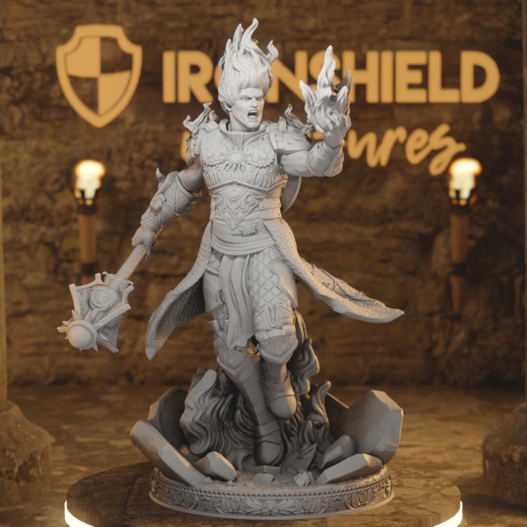Suraci Human Paladin Sun Cleric Fire Figure 14k + Base + Bonus Print 3D ...