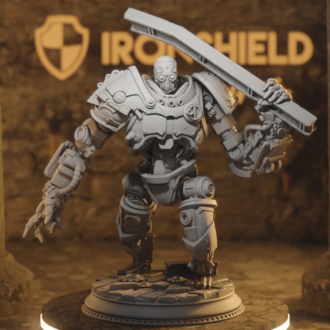 Venatoris the Great Steampunk Golem Figure 14k + Base Print 3D RPG ...