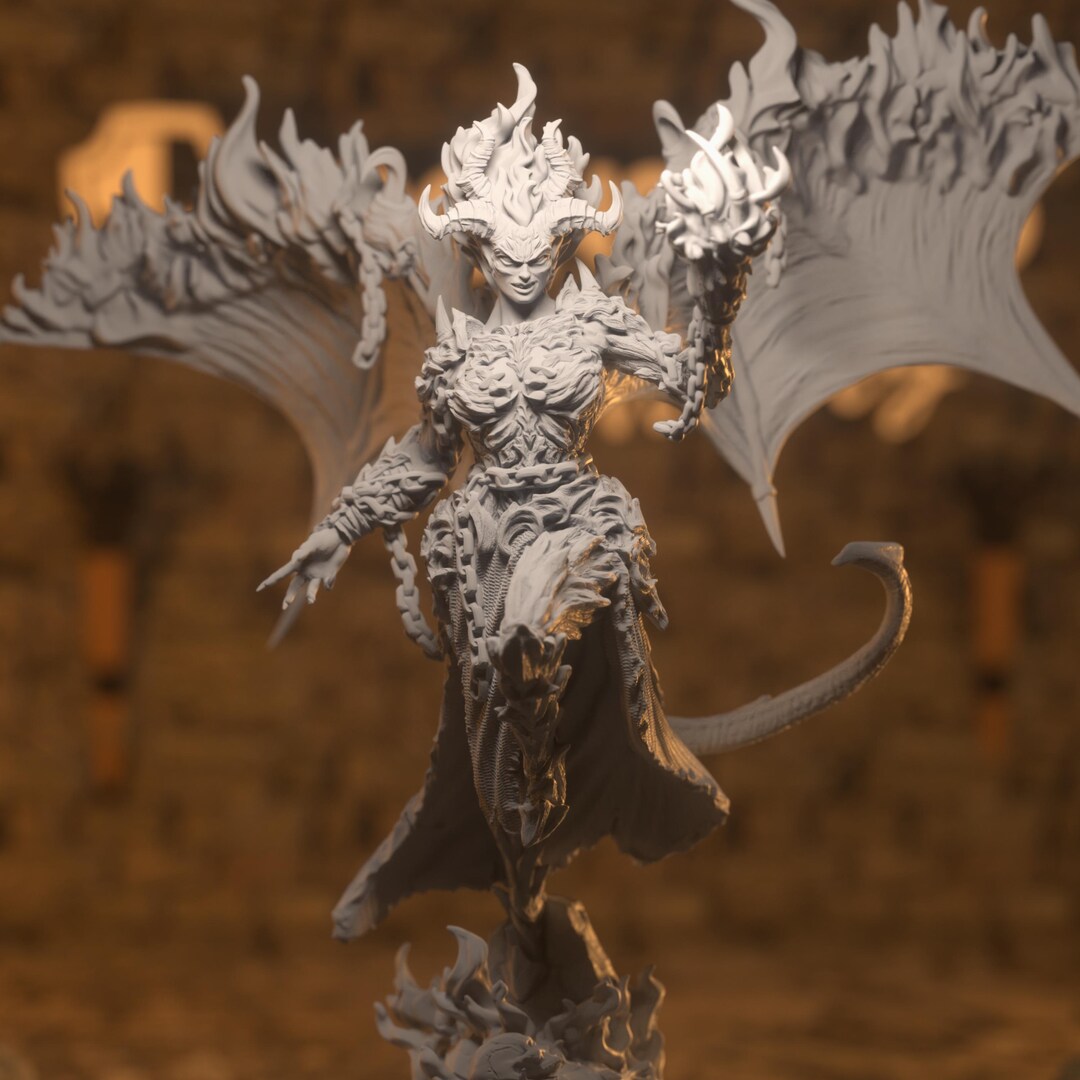 Nosmarka - Female Demon Celestial Figure 14k + Base Print 3D RPG ...