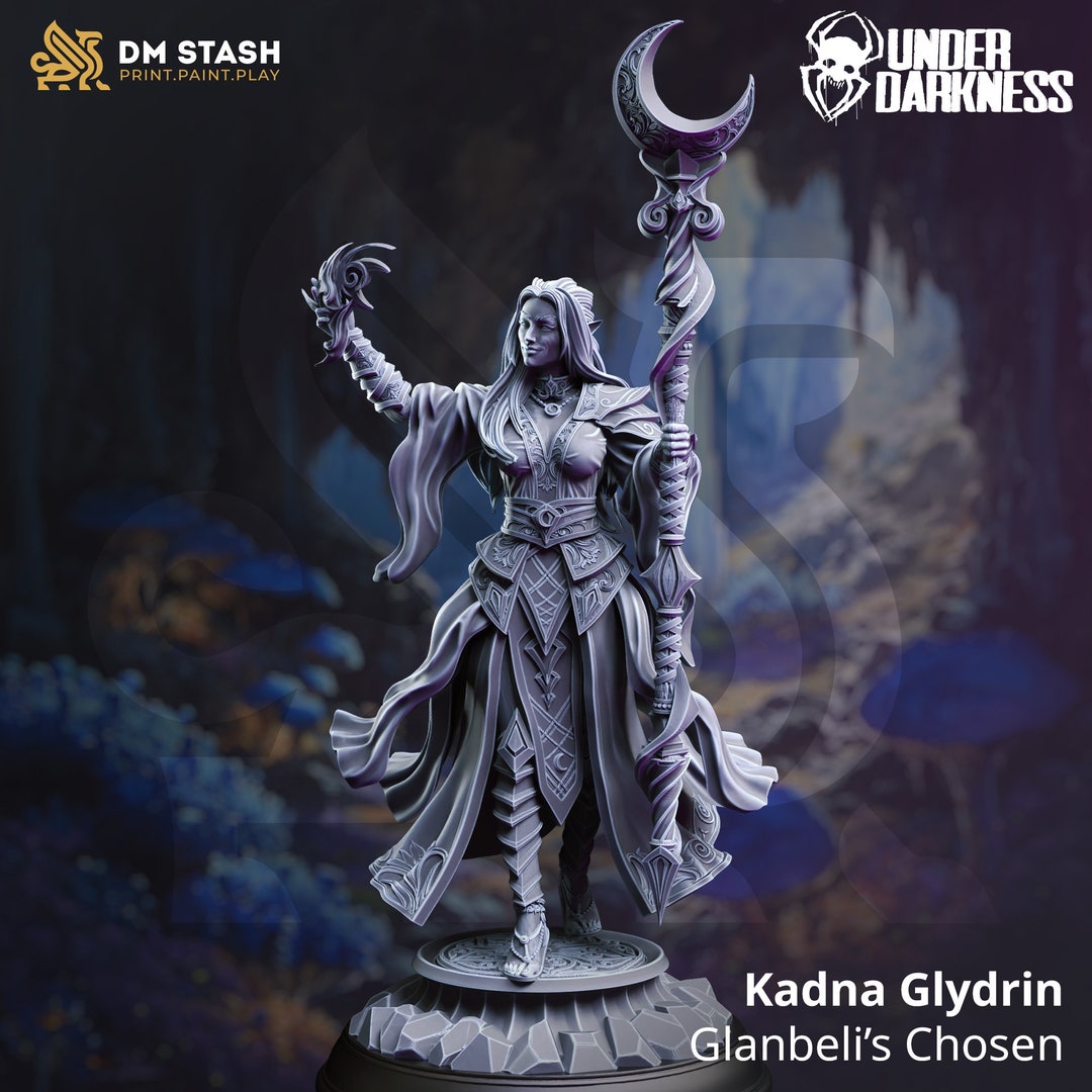 Drow High Priestess of the Moon Kadna Figure Base BONUS Print 3d 12k ...
