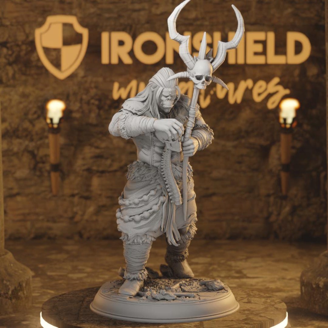 Orc Tribal Wizard Shaman Sorcerer Figurine 16k + Base Print 3D RPG ...