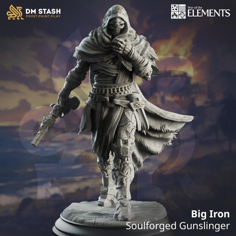 Warforged Gunslinger - Big Iron Assassin Figure 12k + Base Print 3D RPG ...