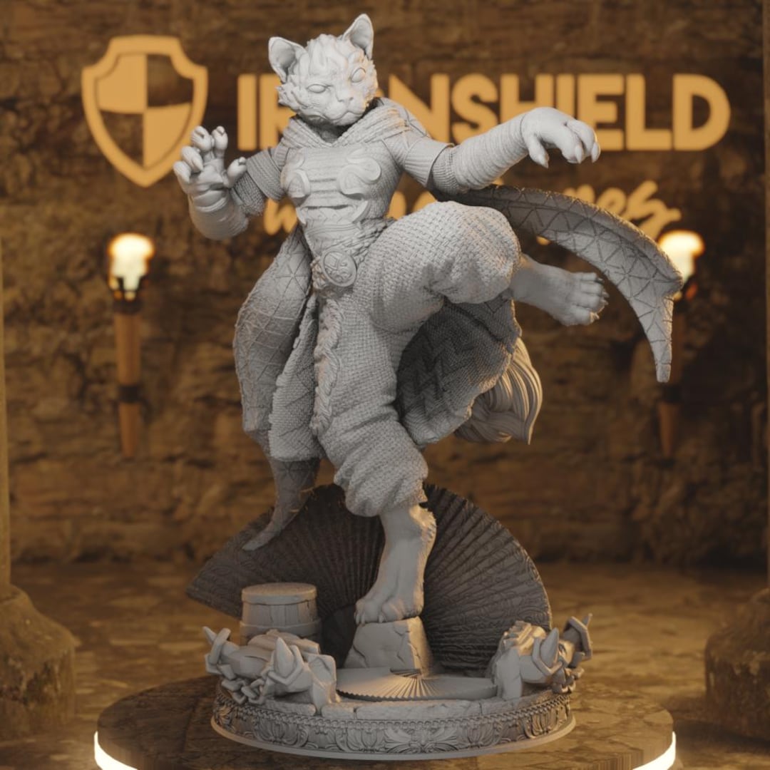 Catfolk Monk Assassin - Katrin Figure + Base + BONUS Print 3d 12k ...