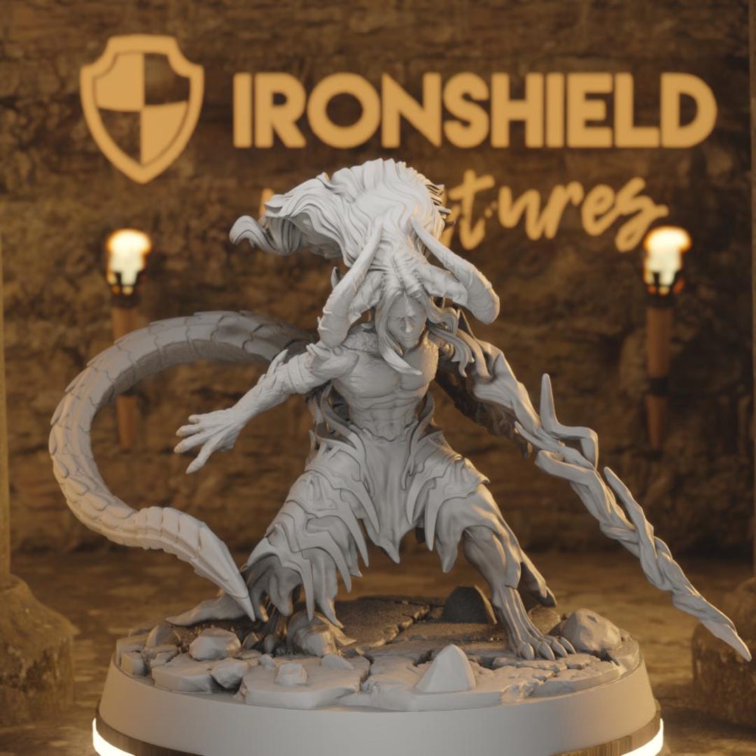 Draco Warrior Demon Fighter Monster Undead Figure 16k + Base Print 3D ...