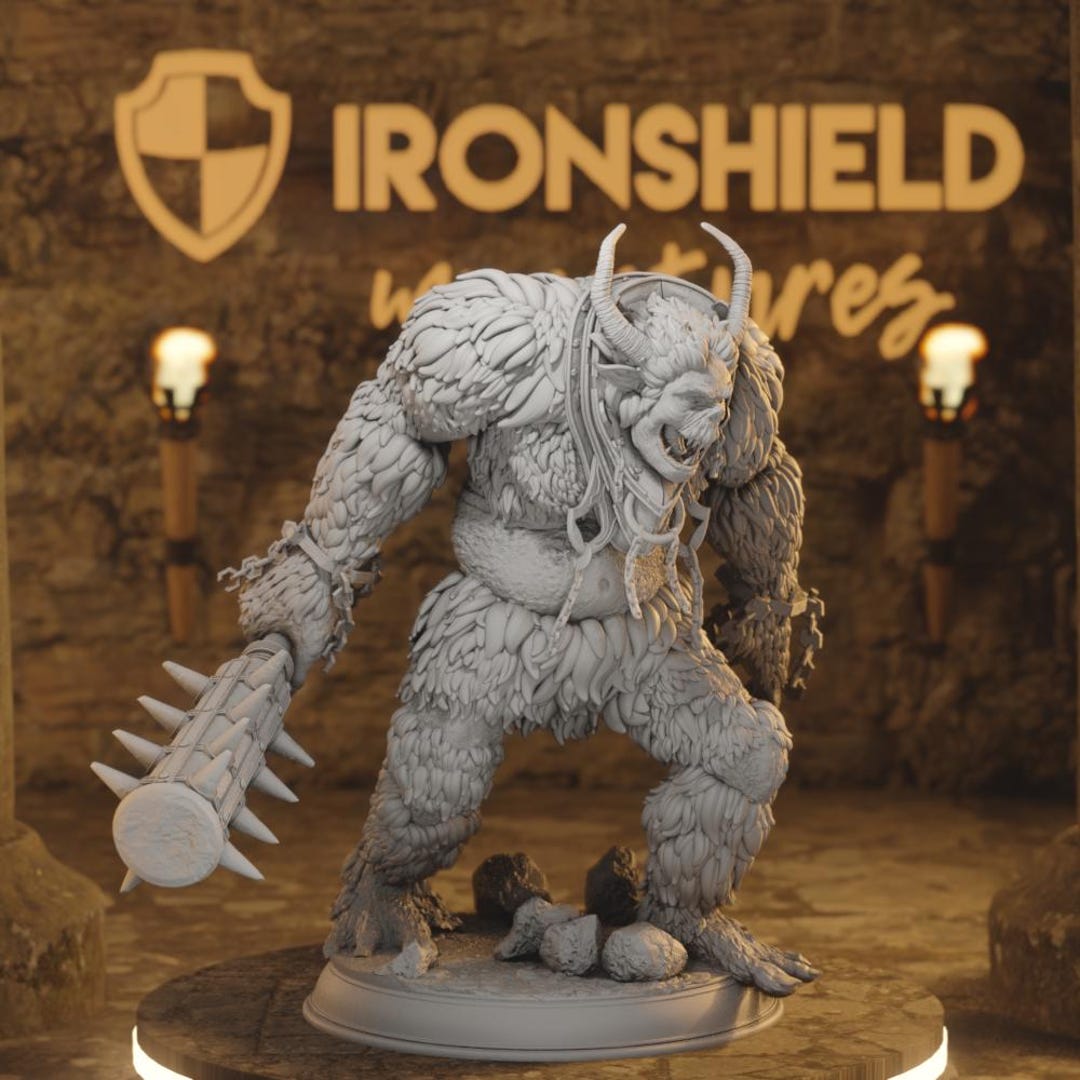 Tulva Snow Troll Mace Monster Giant Figurine 16k + Base Print 3D RPG ...