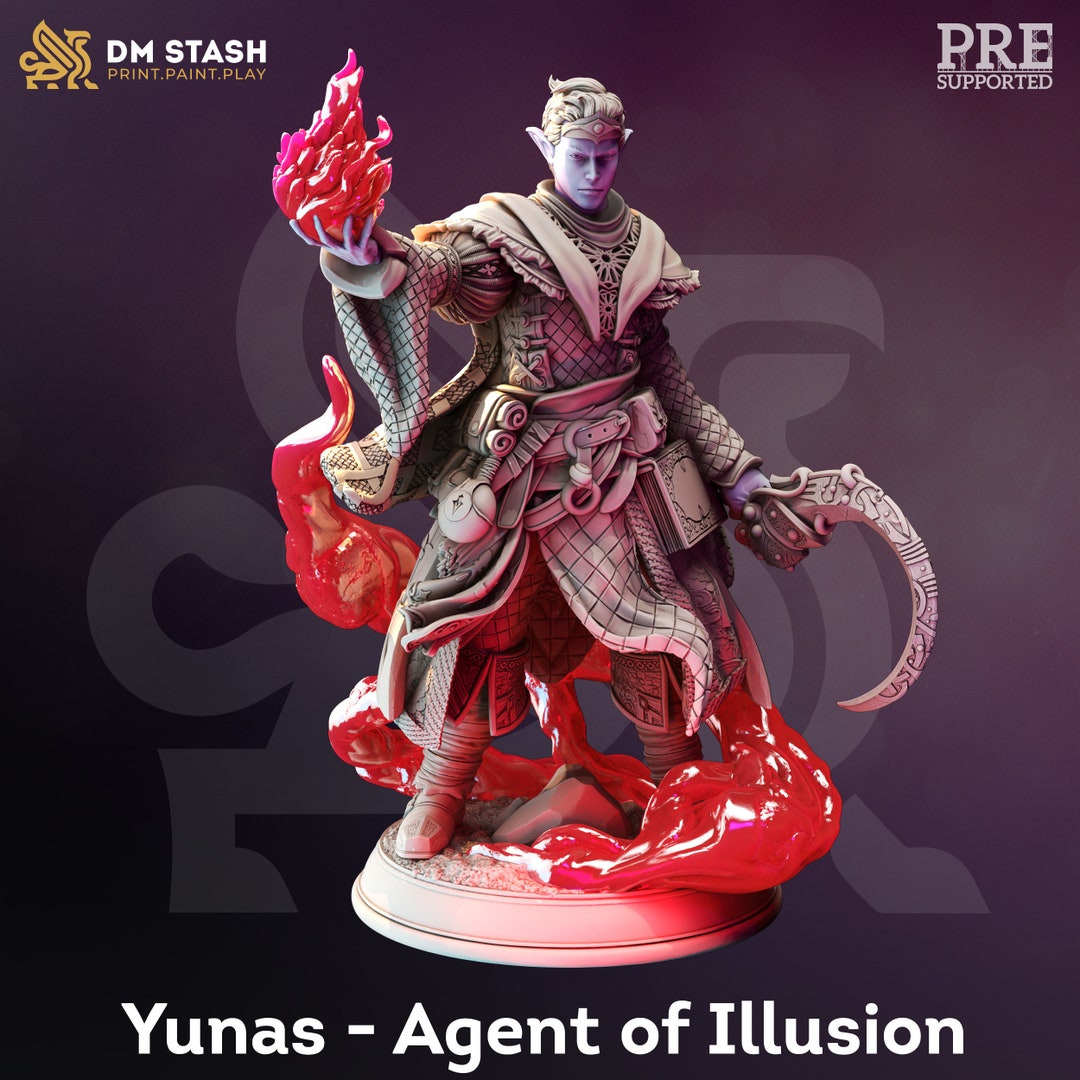 Drow Moon Sorcerer Elf Mage - Yunas Figure 12k + Base Print 3D RPG ...