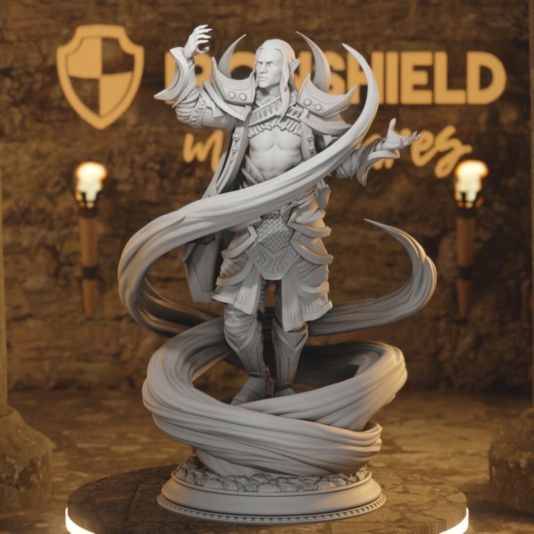 Ilvos – Drow Elf Lunar Sorcerer Wizard Figure 16k + Base 3D Printed RPG ...
