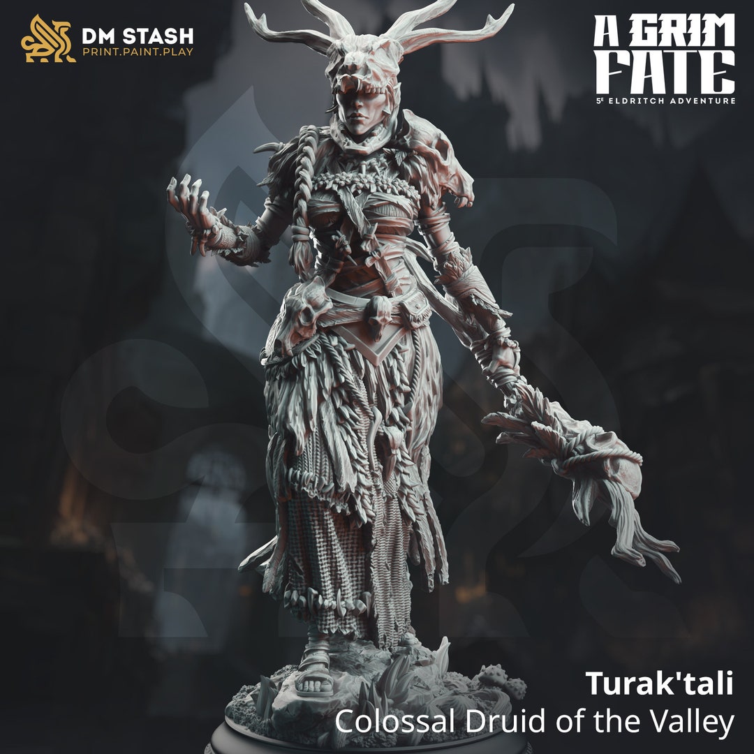 Goliath Druid Elder Turak'tali Figure Base BONUS Print 3d 14k Miniature ...