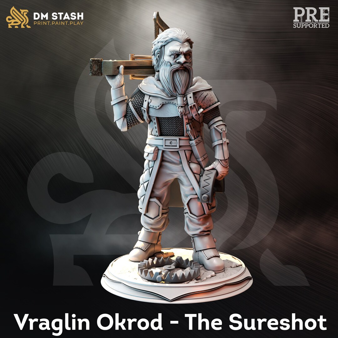 Half-dwarf Hunter Crossbow Vraglin Okrod Figure 12k Base Print 3D RPG ...