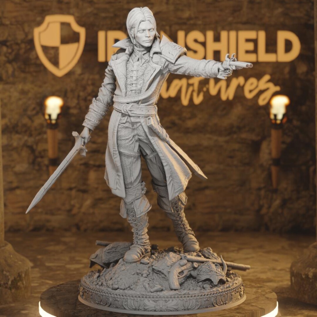 Human Gunslinger - Cedric of Wildern Figure + Base + BONUS Print 3d 16k ...