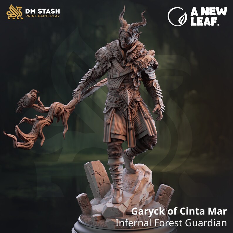 Tiefling Druid Guardian - Garyck Demon Figure 12k + Base Print 3D RPG ...