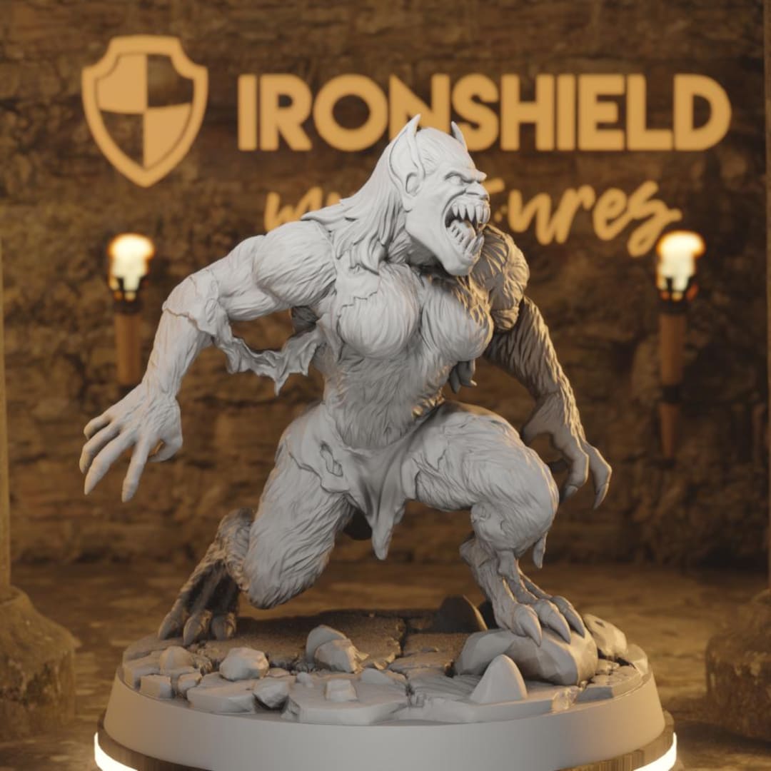 Female Werebeast Monster Wild Elven Beast Mini for D&D Dnd Figure Print ...