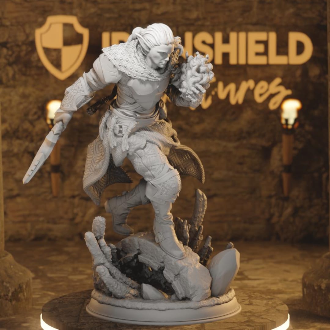 Drow Arcane Elf Rogue Warlock Cordon Blades Figure 16k + Base Print 3D ...