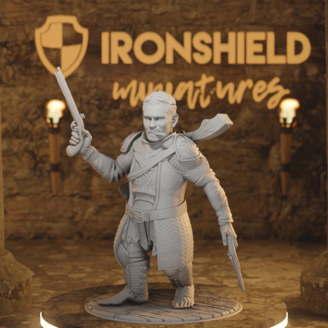 Swifty Lowland Gnome Halfling Figure 16k + Base Print 3D RPG Miniature ...