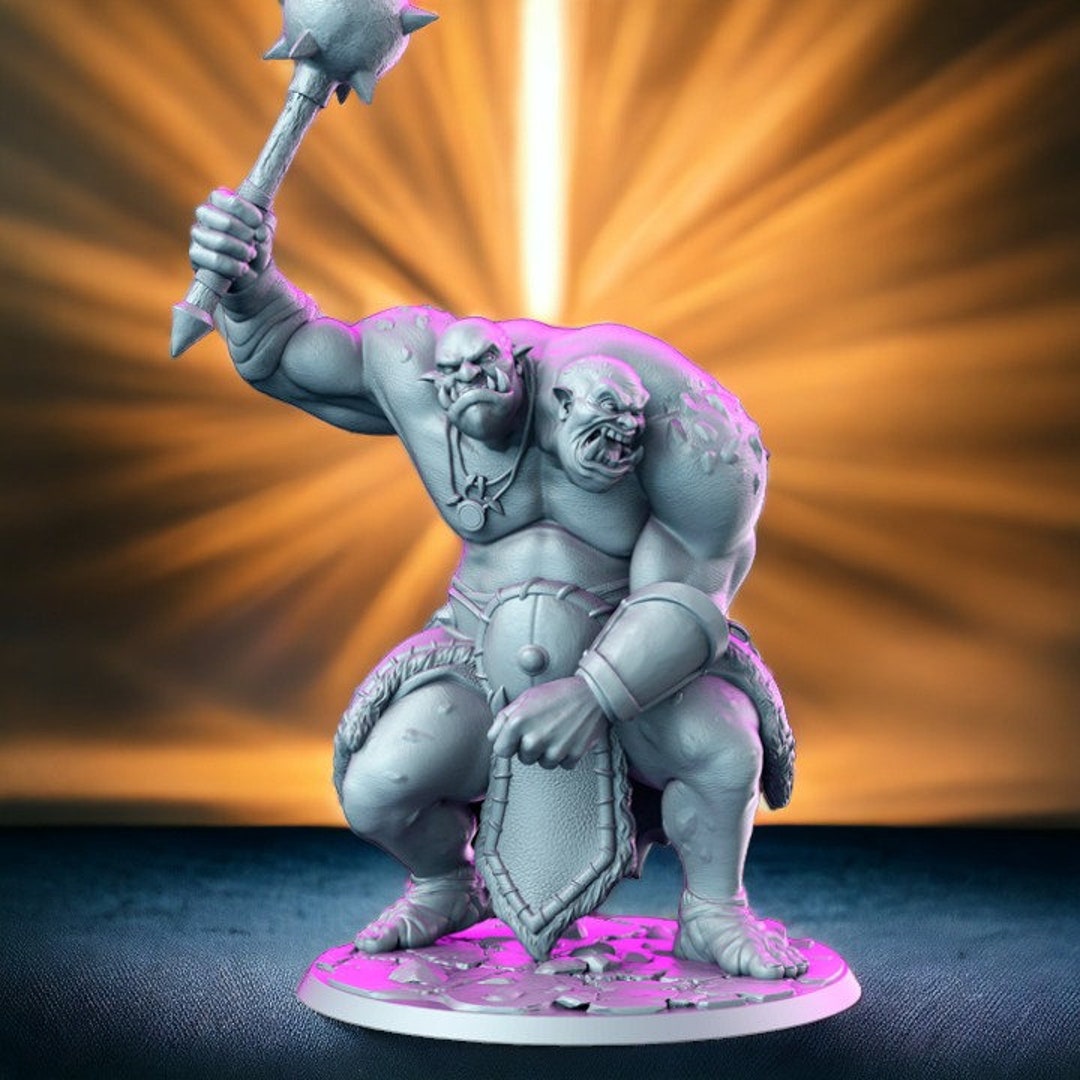 Ettin Giant Two-headed Orc With Mace War Ogre for Dnd Figure Print 3d ...