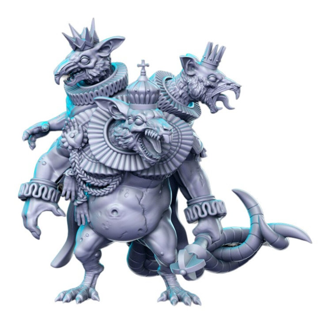 Rat King Monster 3 Heads Dnd Figure Print 3d Resin 12k 32mm Miniatures ...