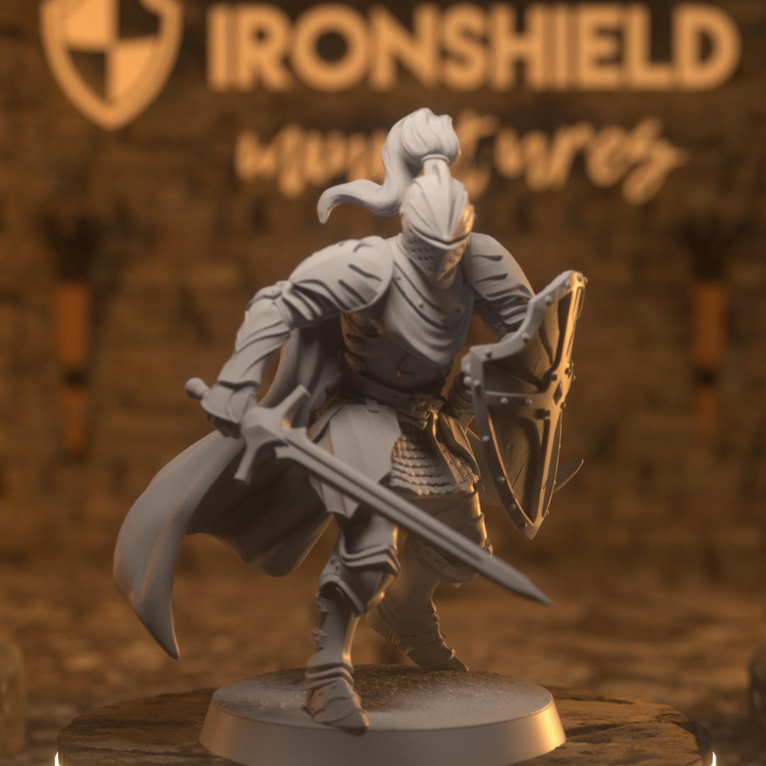 Longsword Knight Fighter Warrior Figure 14k + Base Print 3D RPG ...