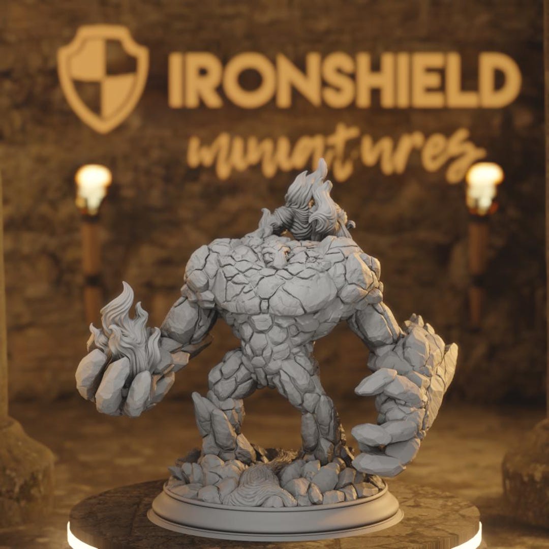 Elemental Golems - Fire Lava Rock Figure + Base Print 3d 12k Dnd ...
