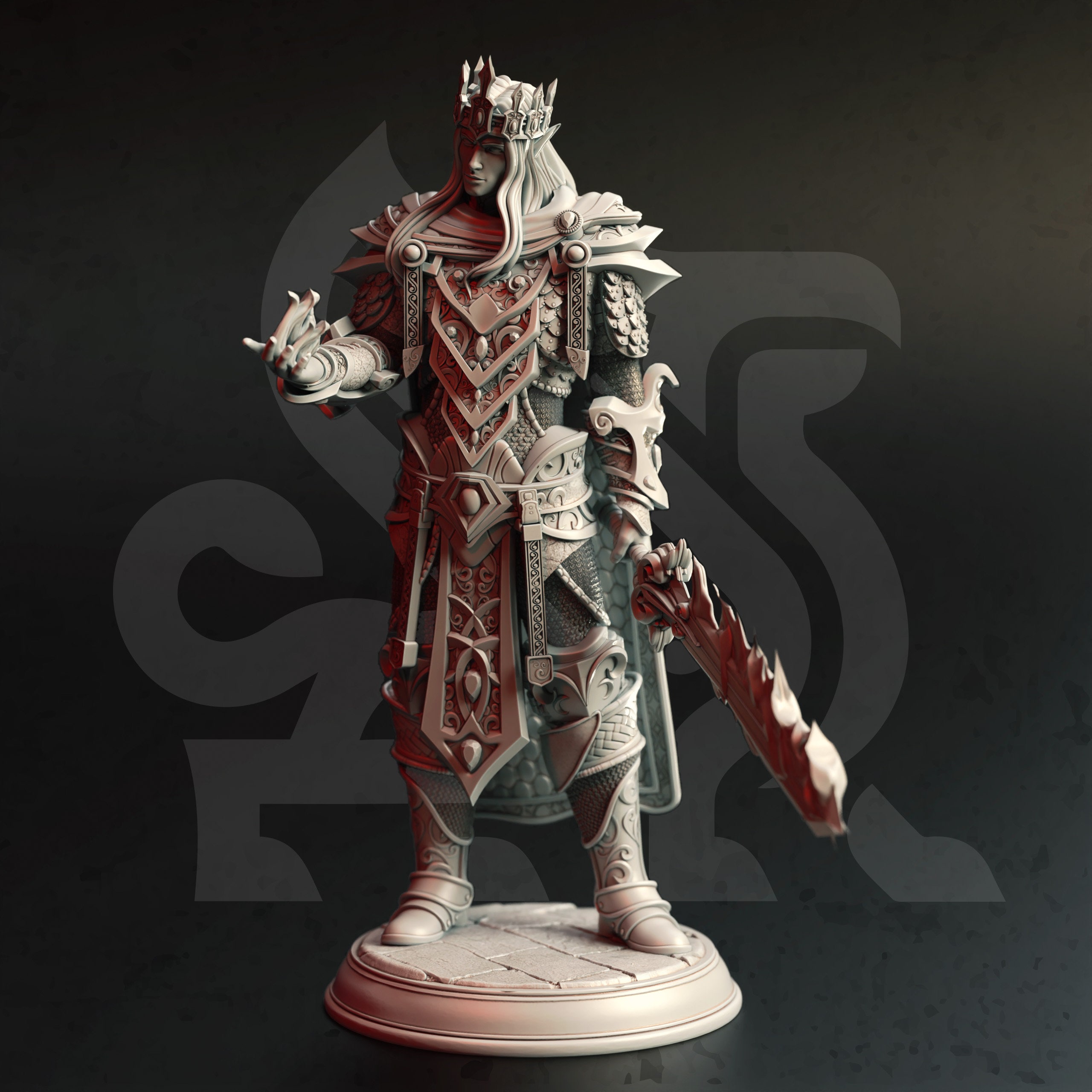 High Elven King Artorian Nirloom Figure 12k Base Print 3D RPG Miniature ...