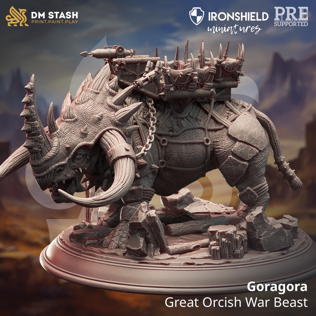 Goragora - Great Orcish War Beast GIANT Figure 12k + Base Print 3D RPG ...