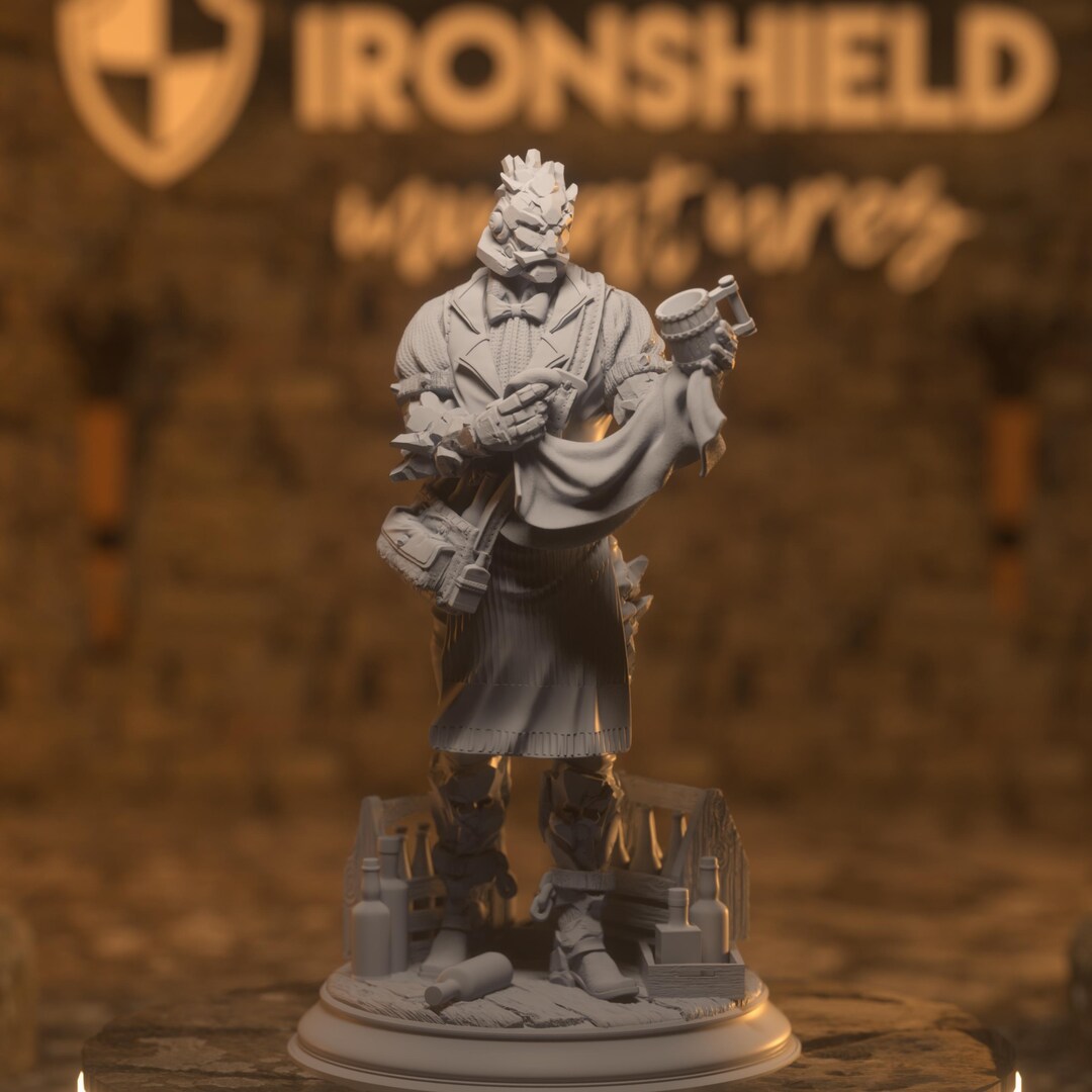 Warforged Bartender - Brick Npc Figure 14k + Base Print 3D RPG ...