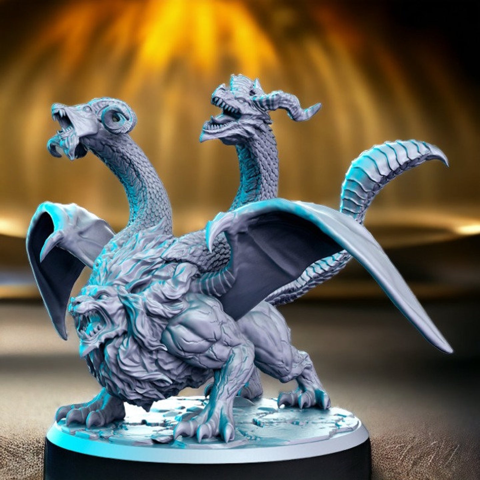 Chimaeria Lion Hydra Monster for Dnd HUGE Figure 12k Print 3d Resin 12k ...