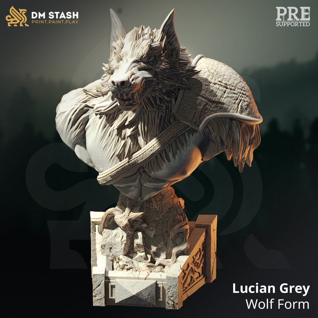 BUST - Werewolf Barbarian Fighter - Lucian Gray 120mm Tall Figure Print ...