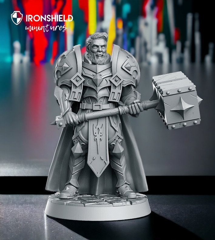 Sir Warrick Male Paladin Hammer Defender Mini for Dnd Figure - Etsy