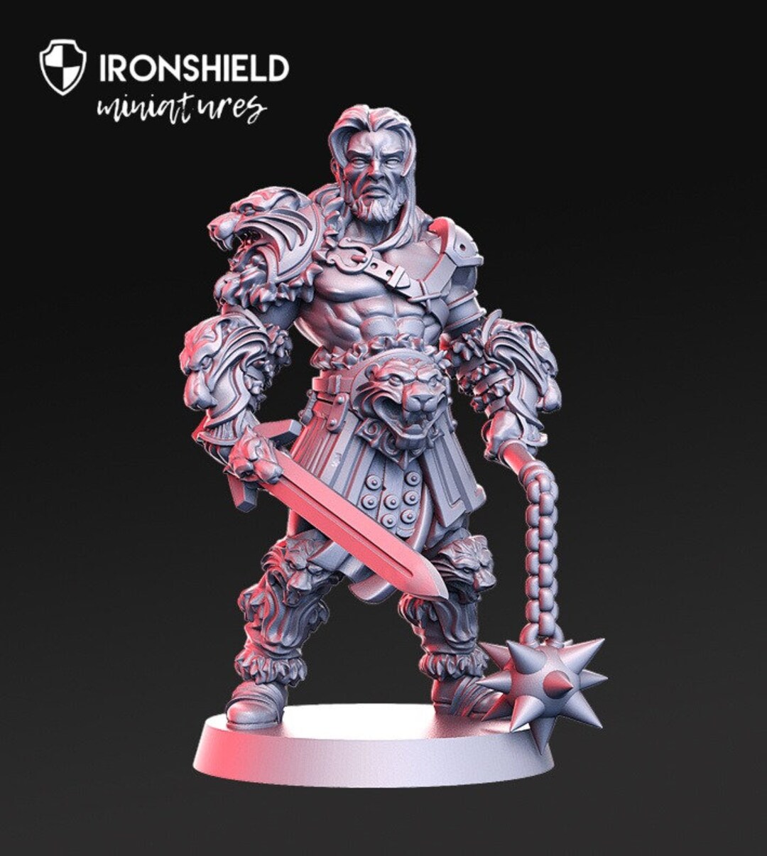 Lionel - Barbarian Gladiator Spartan Warrior Mini for Dnd Figure Print ...