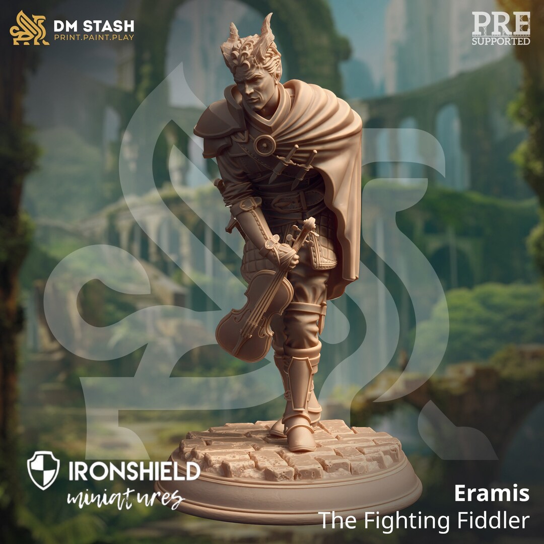 Tiefling Bard Fighter Eramis Figure 12k Base Print 3D RPG Miniature ...