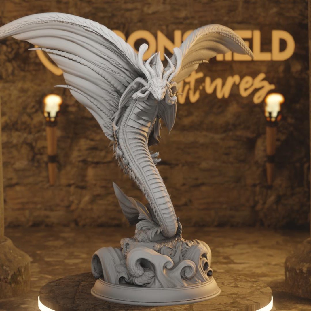 Juvenile Mana Wyrm - Fyrindel Monster Figure 16k + Base Print 3D RPG ...
