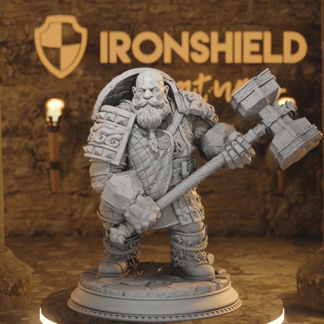 Kilroy Dwarf Elemi Cleric Paladin Earth 5e Figure 14k + Base Print 3D ...