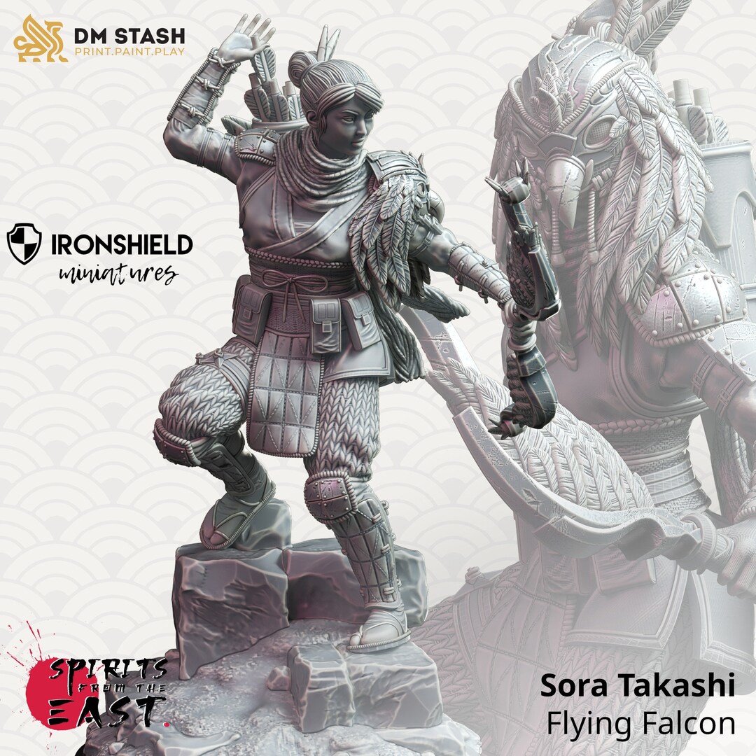 Sora Takashi - Samurai of the Falcon Archer 12k Figure + Base Print 3d ...