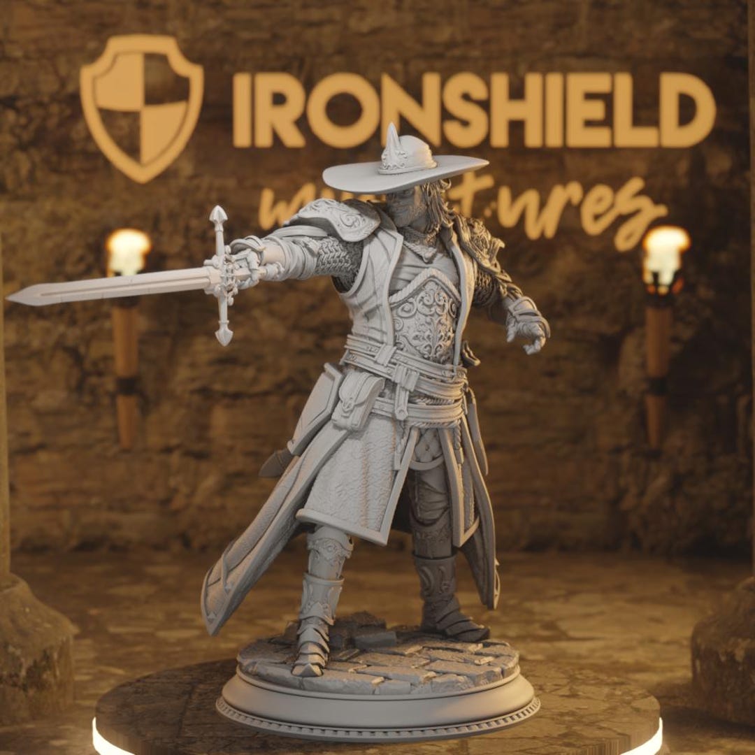 Sir Davion Hunter Swordsman Knight Figure 16k + Base Print 3D RPG ...