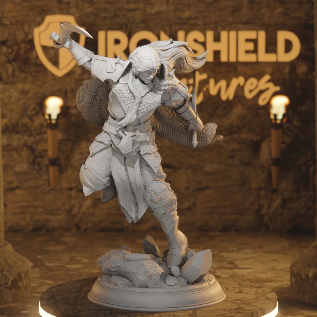 Drow Elf Fighter Ranger - Xandir Dagger Warrior Figure + Base Print 3d ...