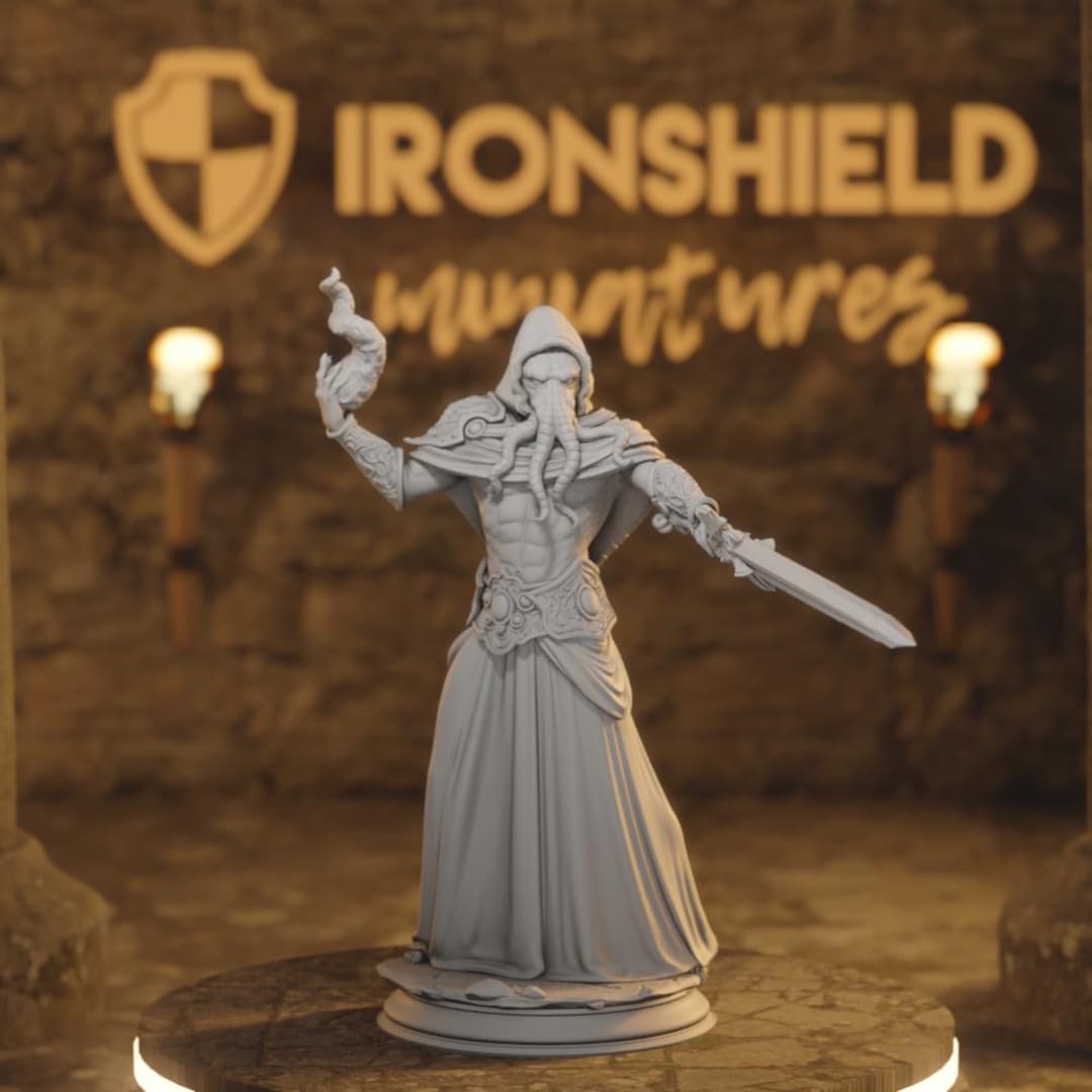 Hendrak - Mind Flayer Wraith Fighter Figure 12k + Base Print 3D RPG ...