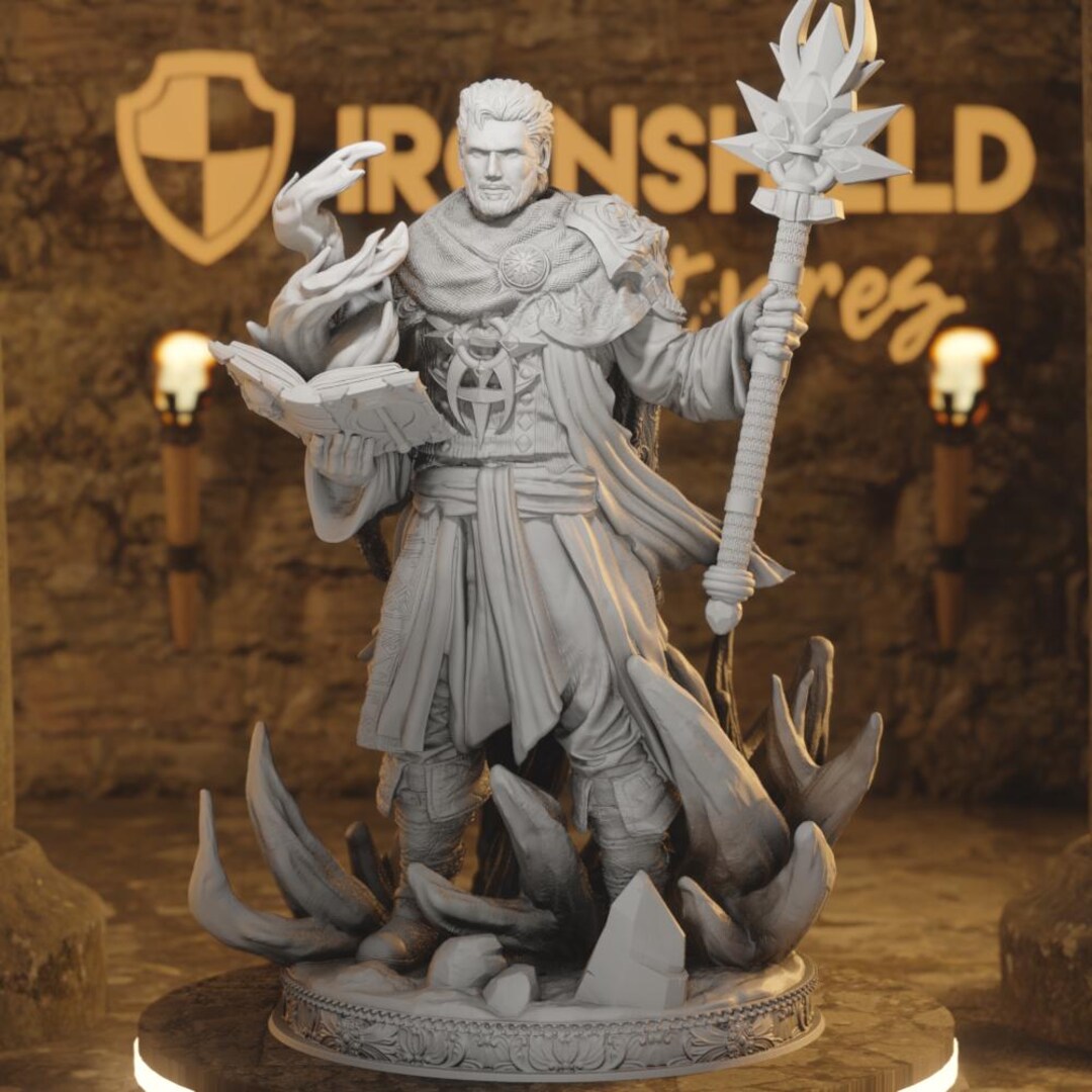 Human Wizard Loremaster - Aaron Mage Figure + Base + BONUS Print 3d 12k ...