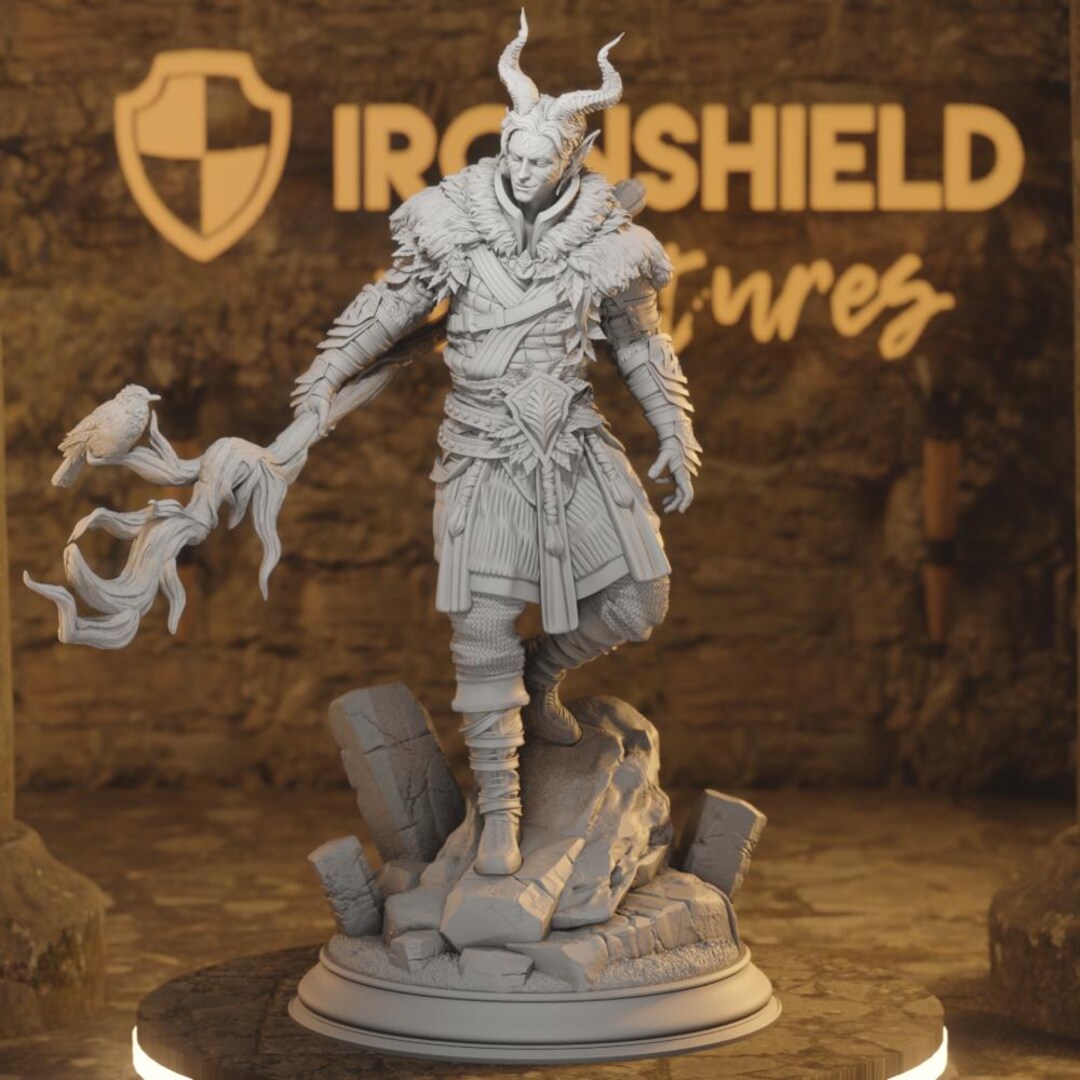 Tiefling Druid Guardian - Garyck Demon Figure 12k + Base Print 3D RPG ...