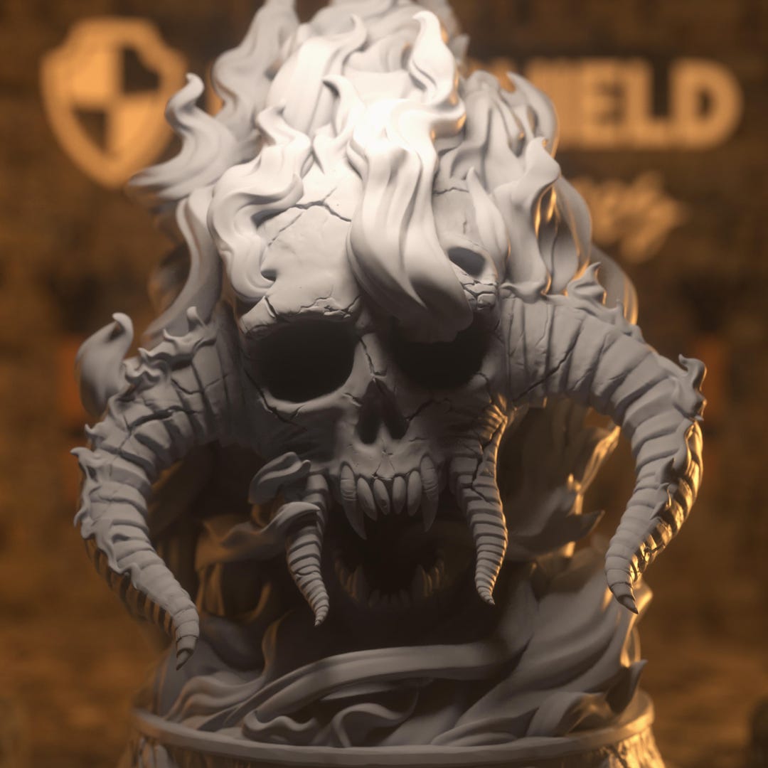 Giant Infernal Skull Monster Terrai Large Figure 14k + Base Print 3D RPG Miniature Gift Idea ...