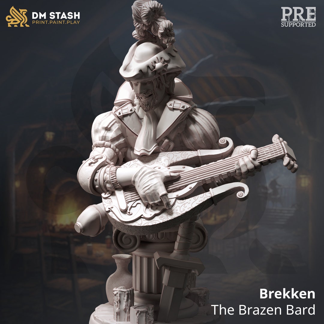 BUST - Brekken the Brazen Bard - 120mm Tall - Figure Print 3d 12k ...